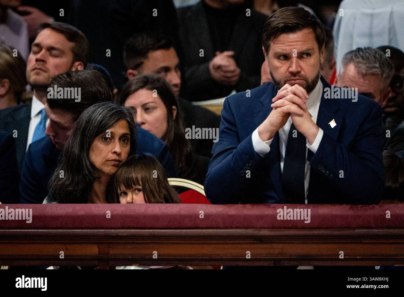 Vatican, Vatican. 18th Apr, 2025. U.S. Vice President JD Vance prays ...