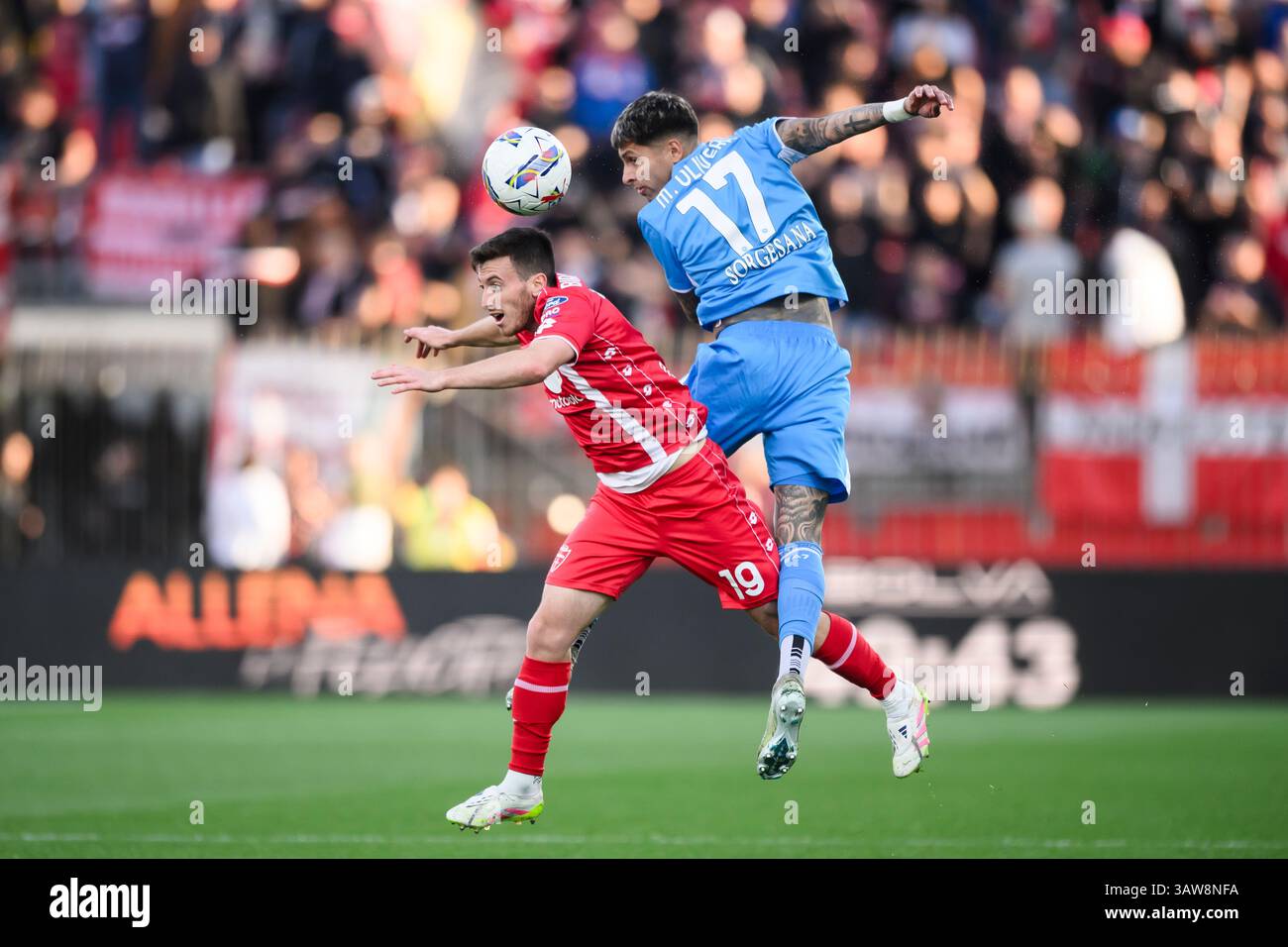 Monza, Italy. 19 April 2025. Mathias Olivera of SSC Napoli competes for ...