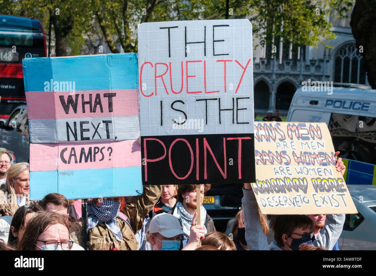London, UK. 19th April, 2025. Thousands from the trans community ...