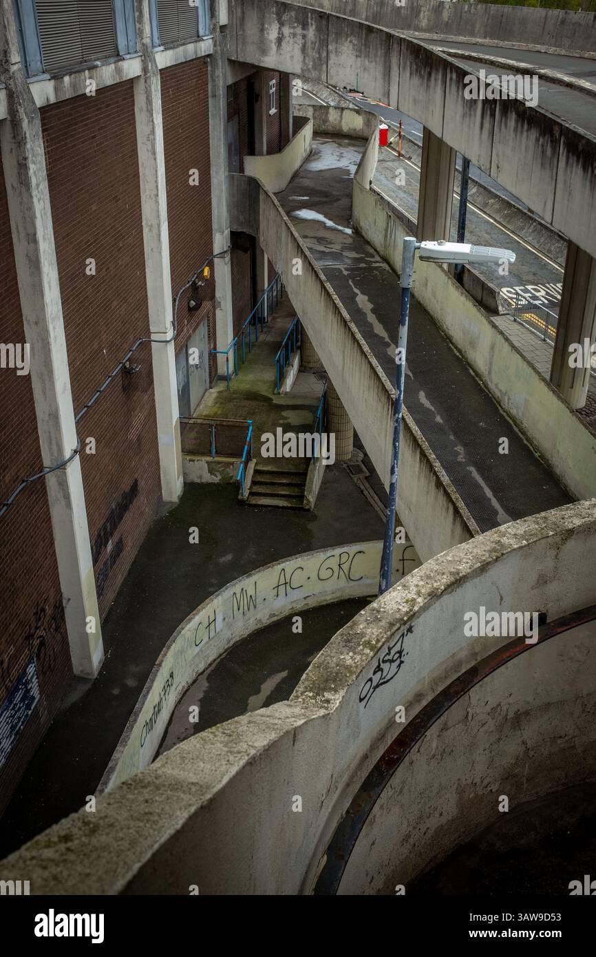 Brutalist architecture, Chalon Way Car Park, St. Helens, Merseyside ...
