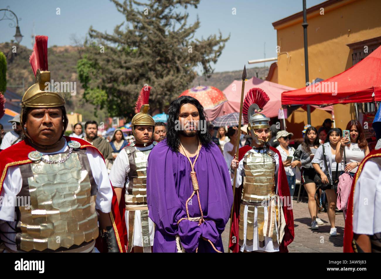 An actor performing Jesus Christ as he re-enacts the Passion of Christ ...