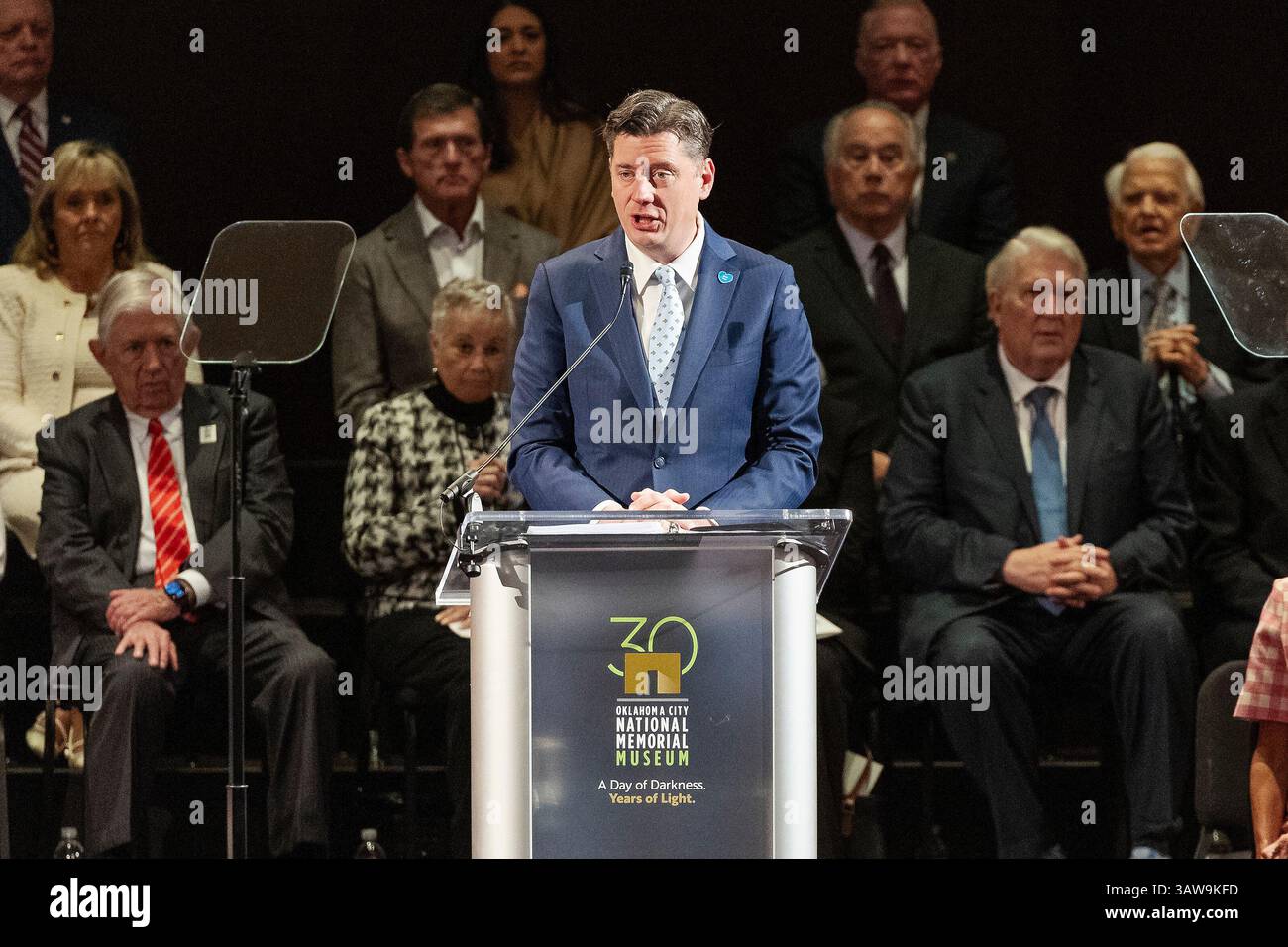 Oklahoma City Mayor David Holt gives remarks on behalf of the city ...