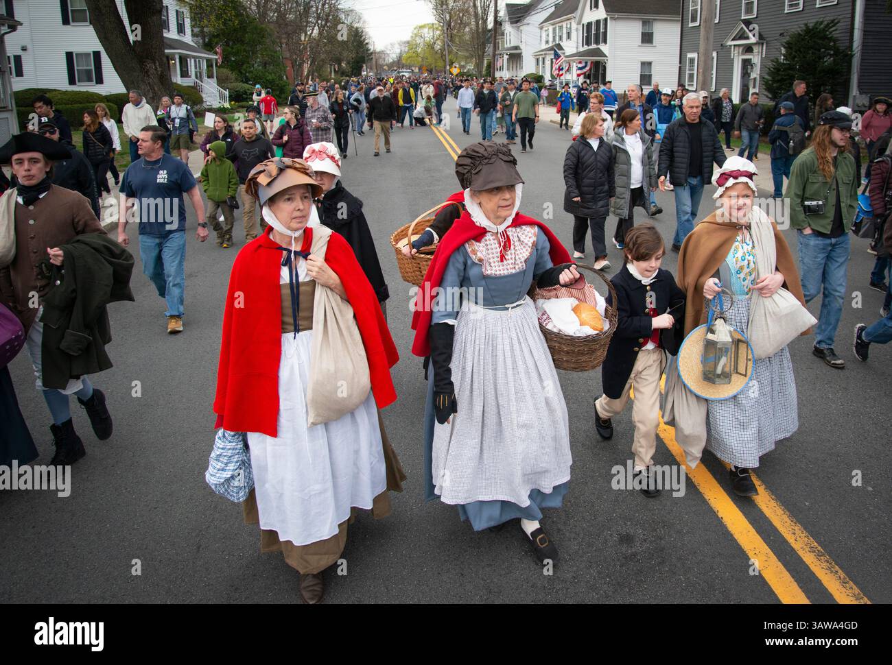 Lexington, Massachusetts, USA. 19 April 2025. After the sunrise ...