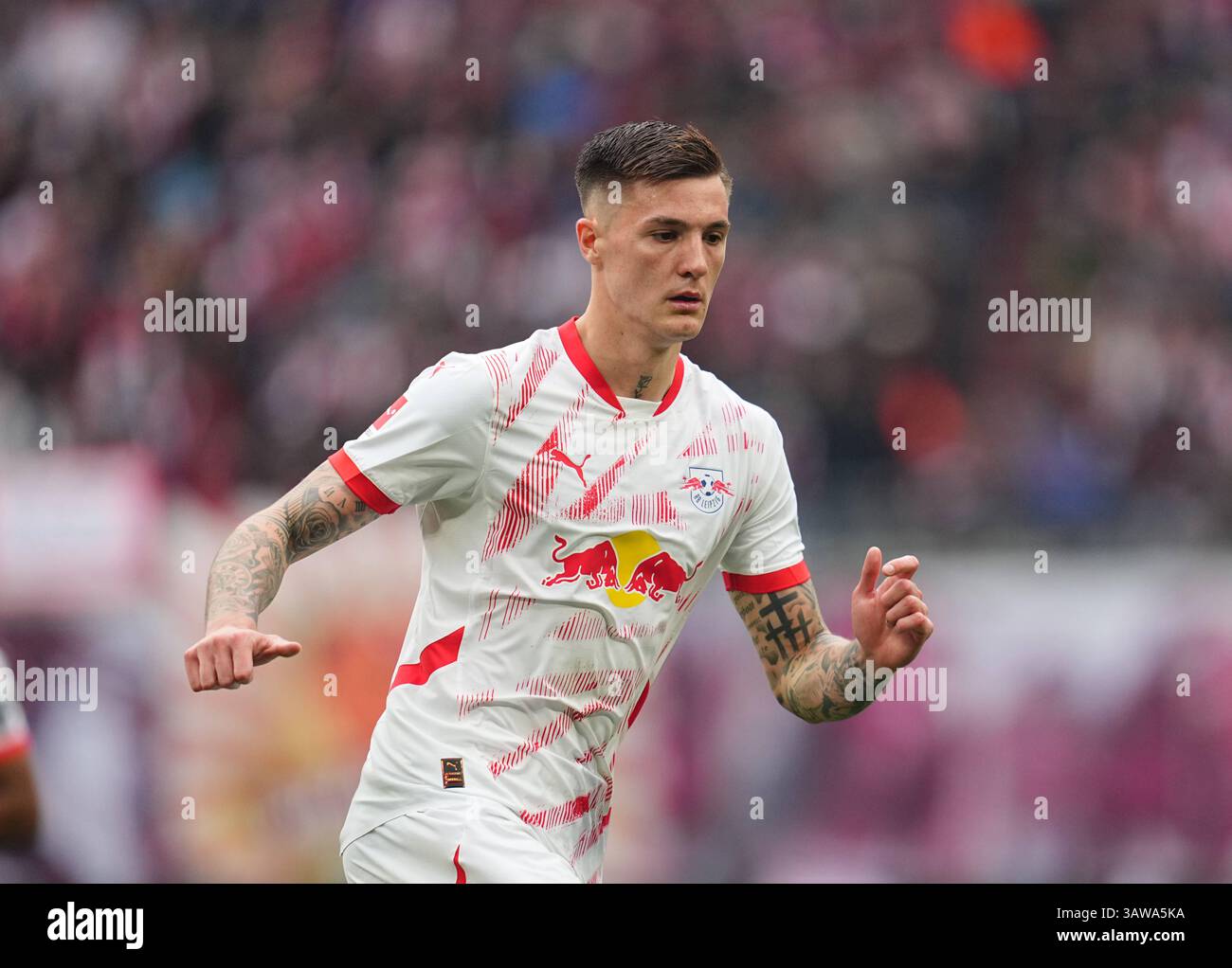 Red Bull Arena, Leipzig, Germany. 19th Apr, 2025. Benjamin Sesko of RB ...