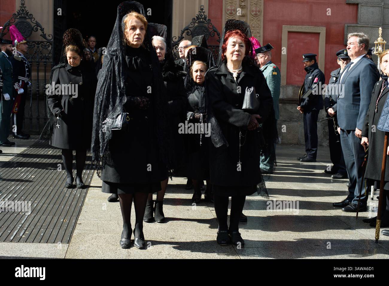 People before the procession of La Soledad at the Parish of Our Lady of ...