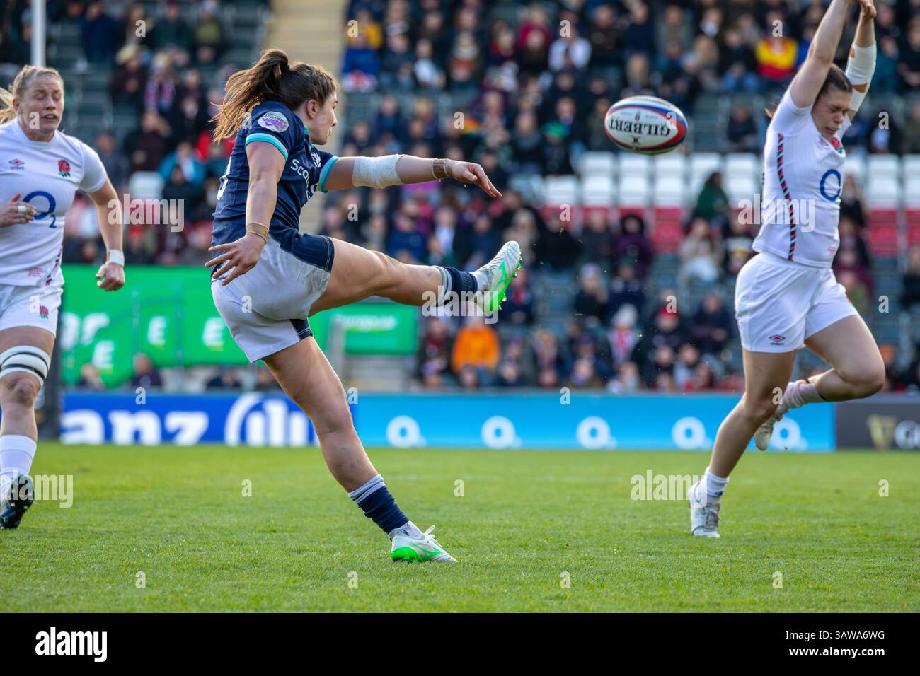 Leicester, UK, 19th April 2025 Scoltand captain and flyhalf Helen ...