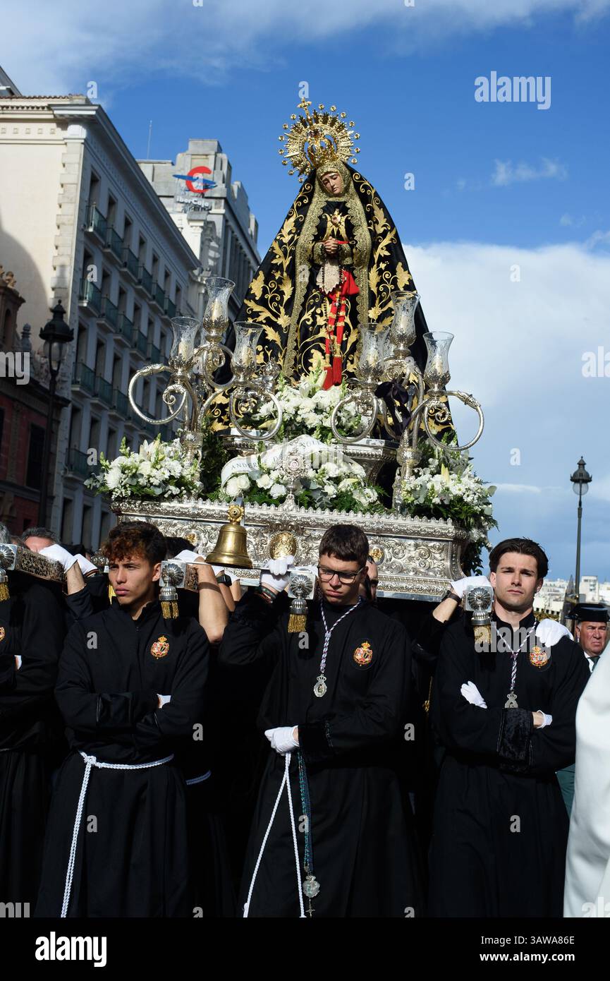 People before the procession of La Soledad at the Parish of Our Lady of ...