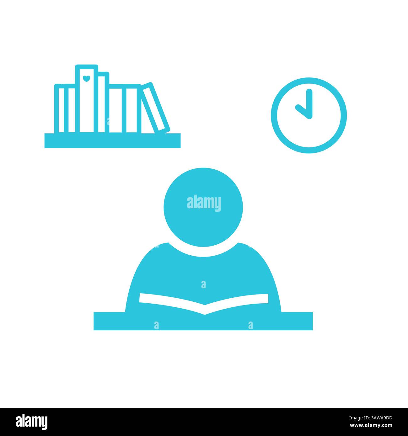 Study time icon. Isolated on white background. From blue icon set Stock ...