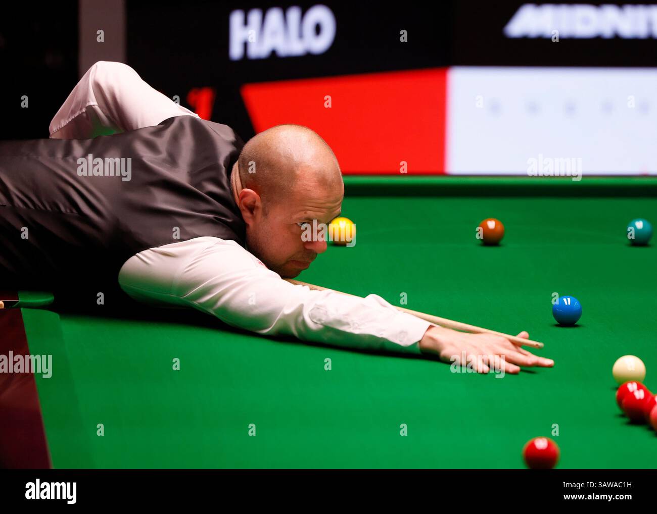 Barry Hawkins during his match against Hossein Vafaei (not pictured ...