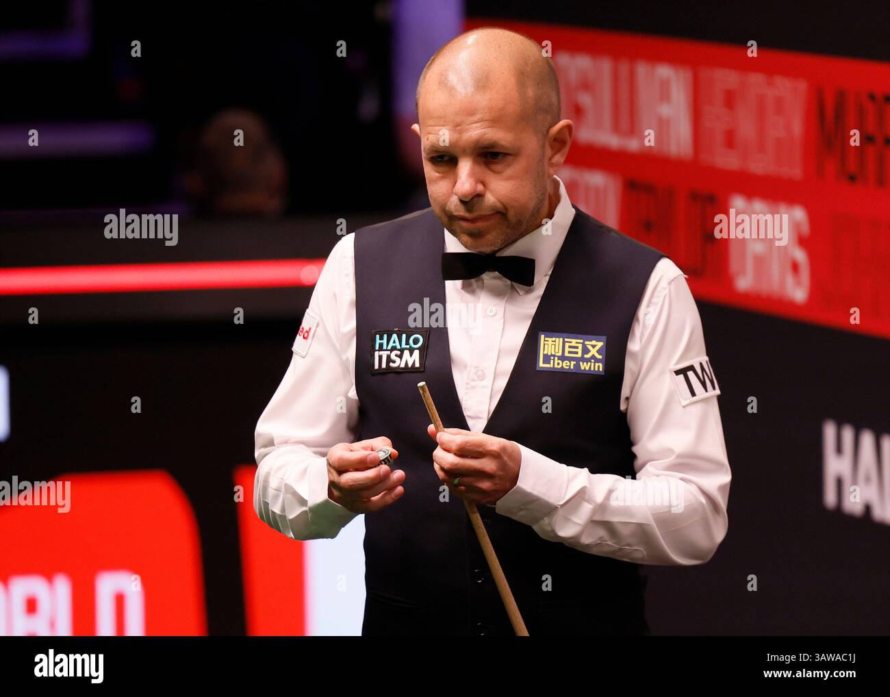 Barry Hawkins during his match against Hossein Vafaei (not pictured ...
