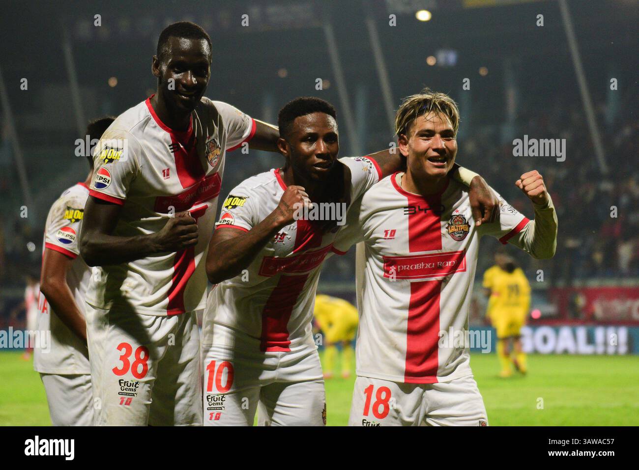 Kathmandu, Bagmati, Nepal. 19th Apr, 2025. Players of Lalitpur C. FC ...