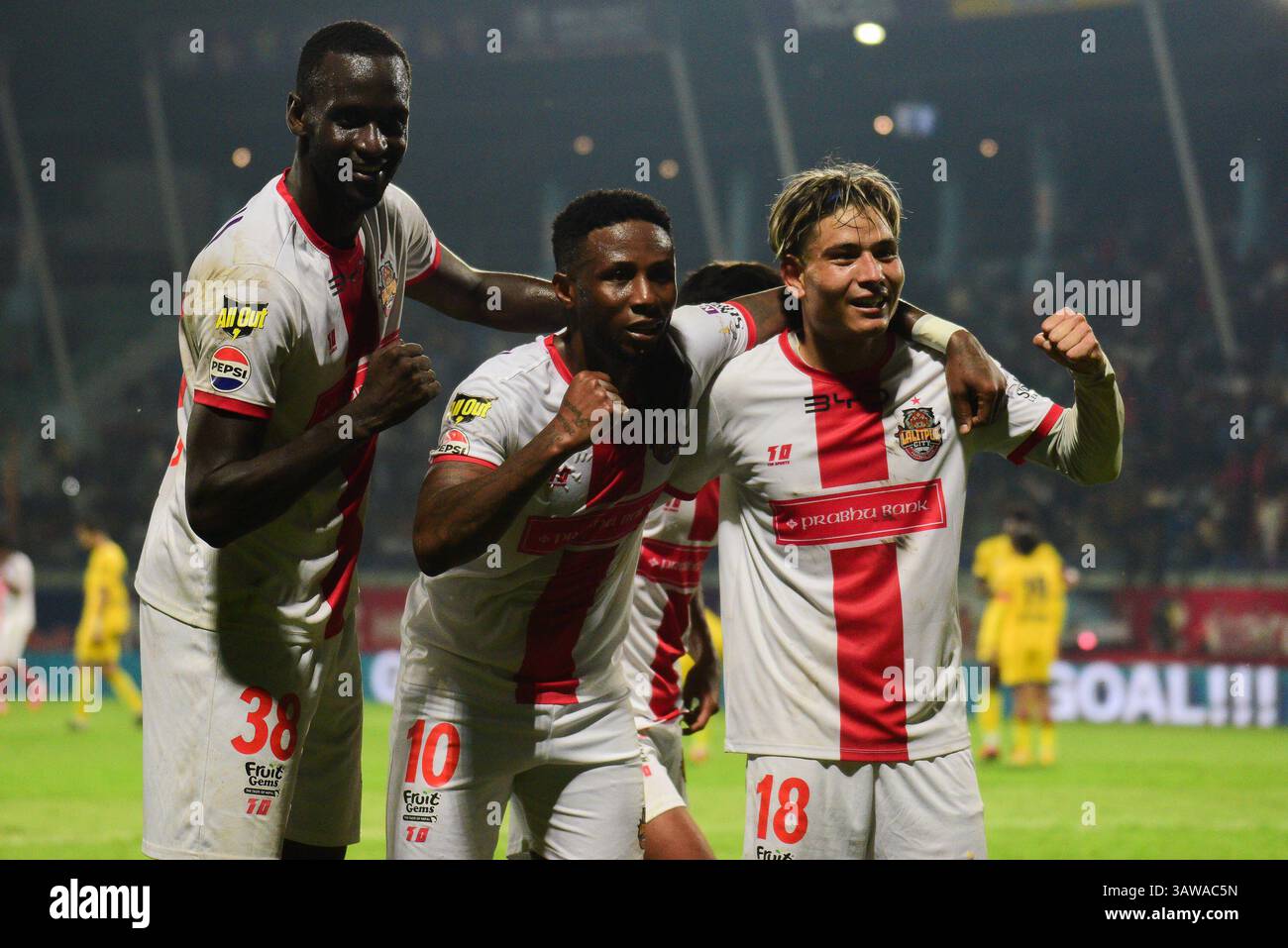 Kathmandu, Bagmati, Nepal. 19th Apr, 2025. Players of Lalitpur C. FC ...