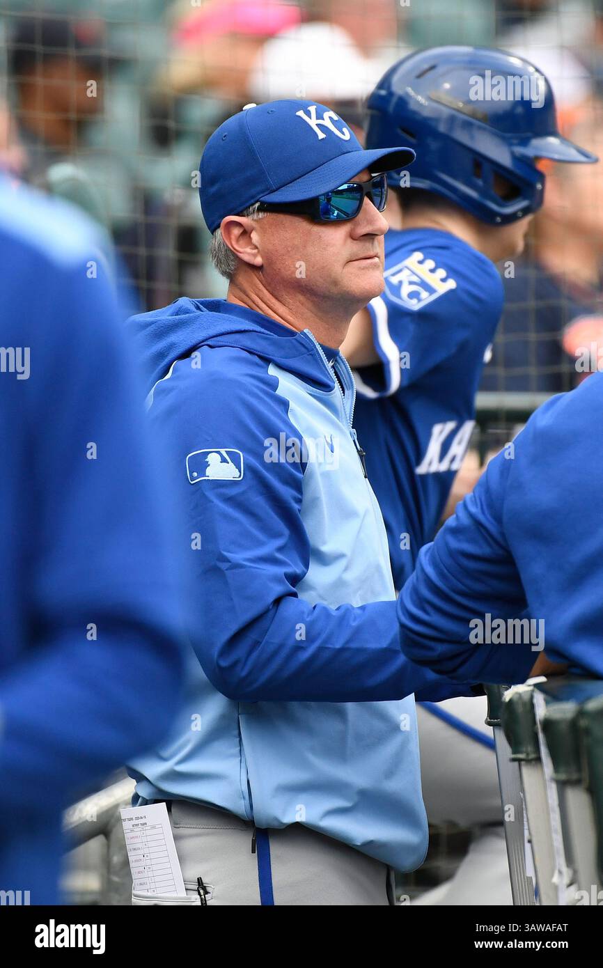 Kansas City Royals manager Matt Quatraro, center, watches during the ...