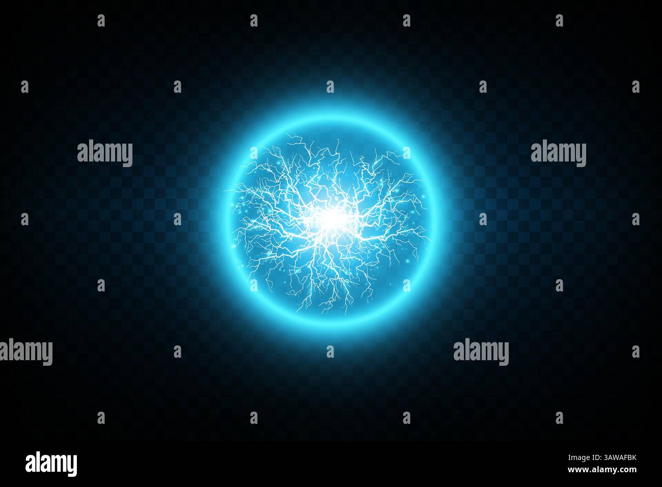 A mesmerizing Radiant Blue Energy Sphere surrounded by Electric Sparks ...