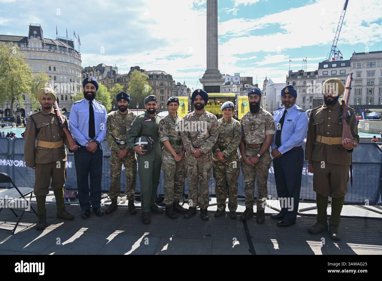 LONDON, ENGLAND - APRIL 19 2025: British Sikh Army at Vaisakhi on the ...