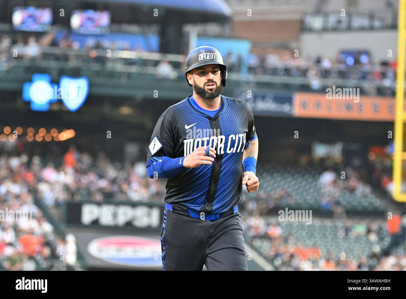DETROIT, MI - APRIL 18: Detroit Tigers catcher Tomás Nido (58) jogs off ...