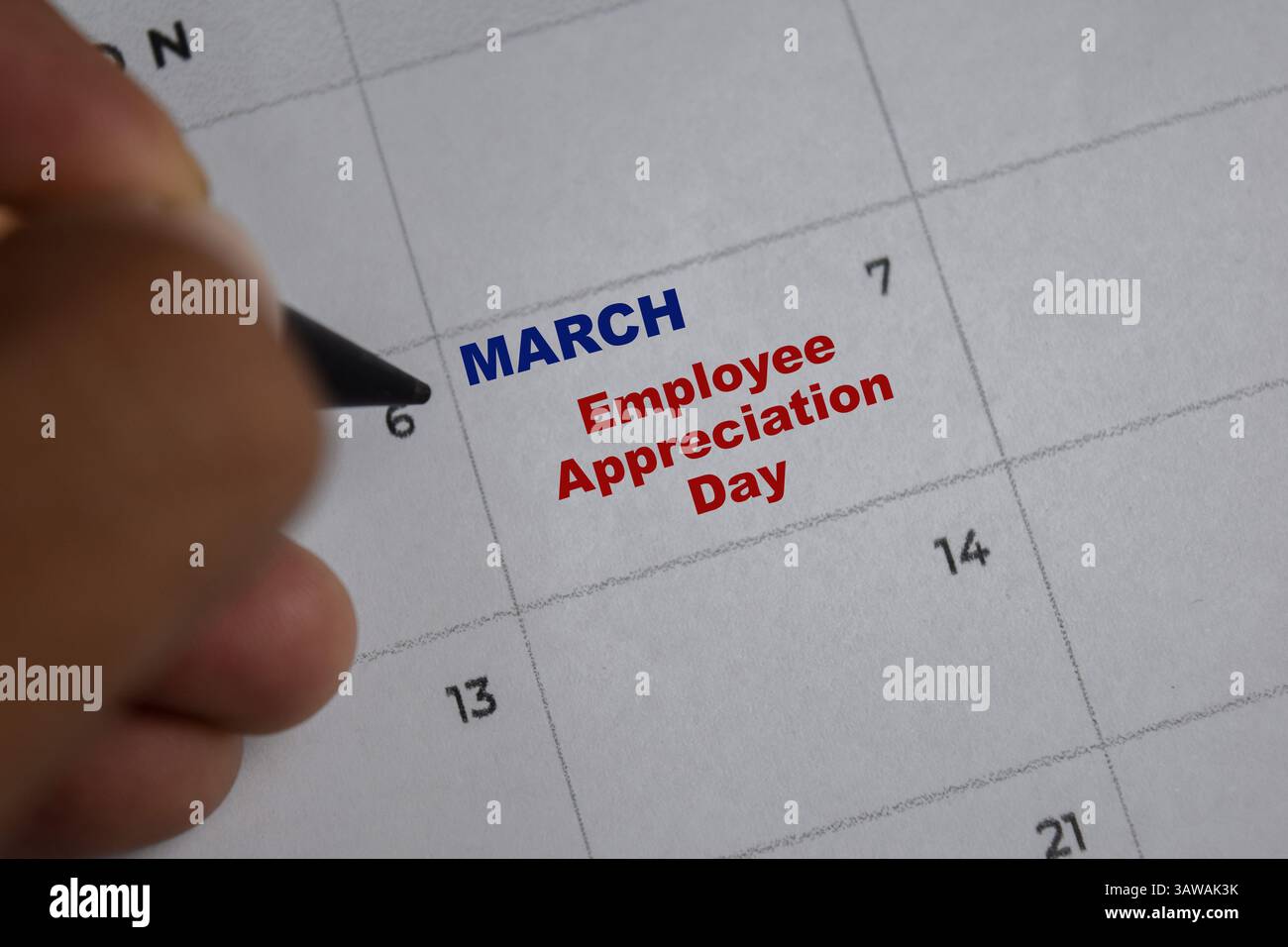 March 7. writing text Employee Appreciation day on calendar date. Save ...