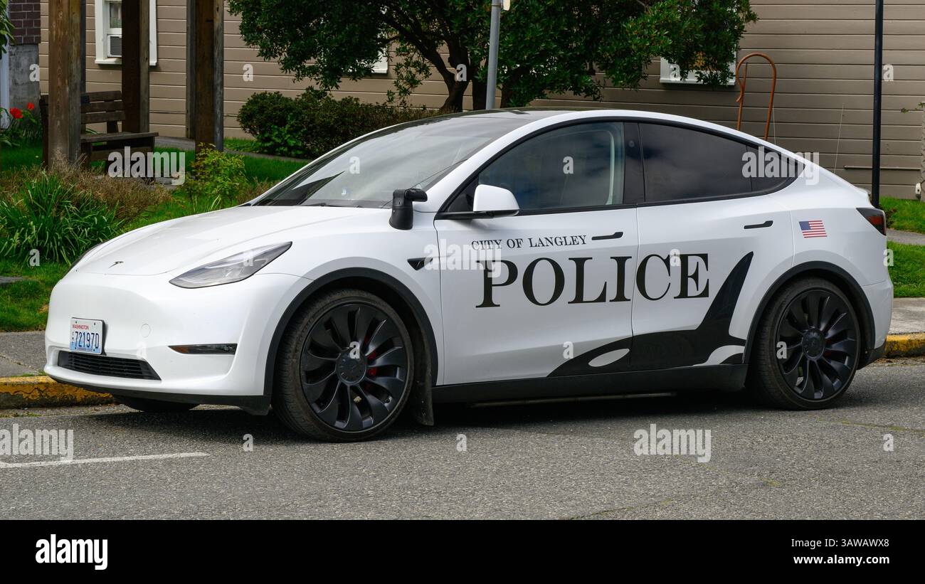 Langley, WA, USA - April 16, 2025; City of Langley Washington black and ...