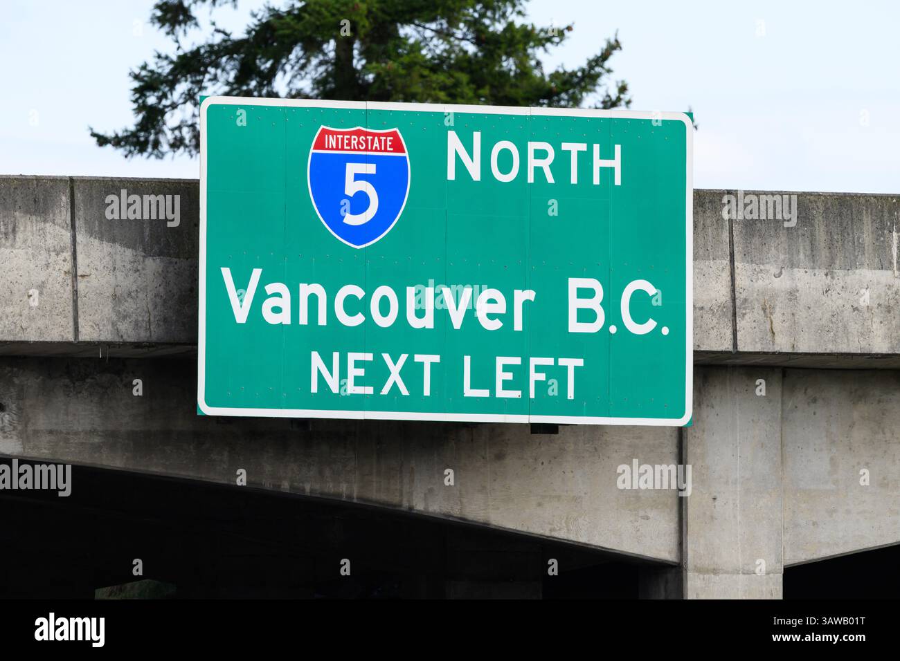 Tualip, WA, USA - March 7, 2025; Road sign to Interstate 5 north to ...