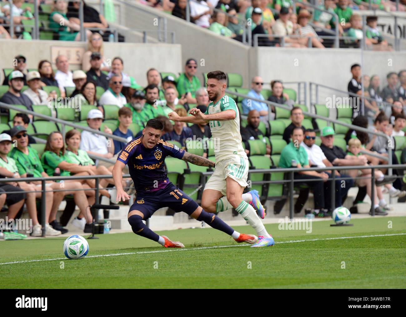 AUSTIN, TX - April 19: LA Galaxy forward Gabriel Pec (11) is chased by ...