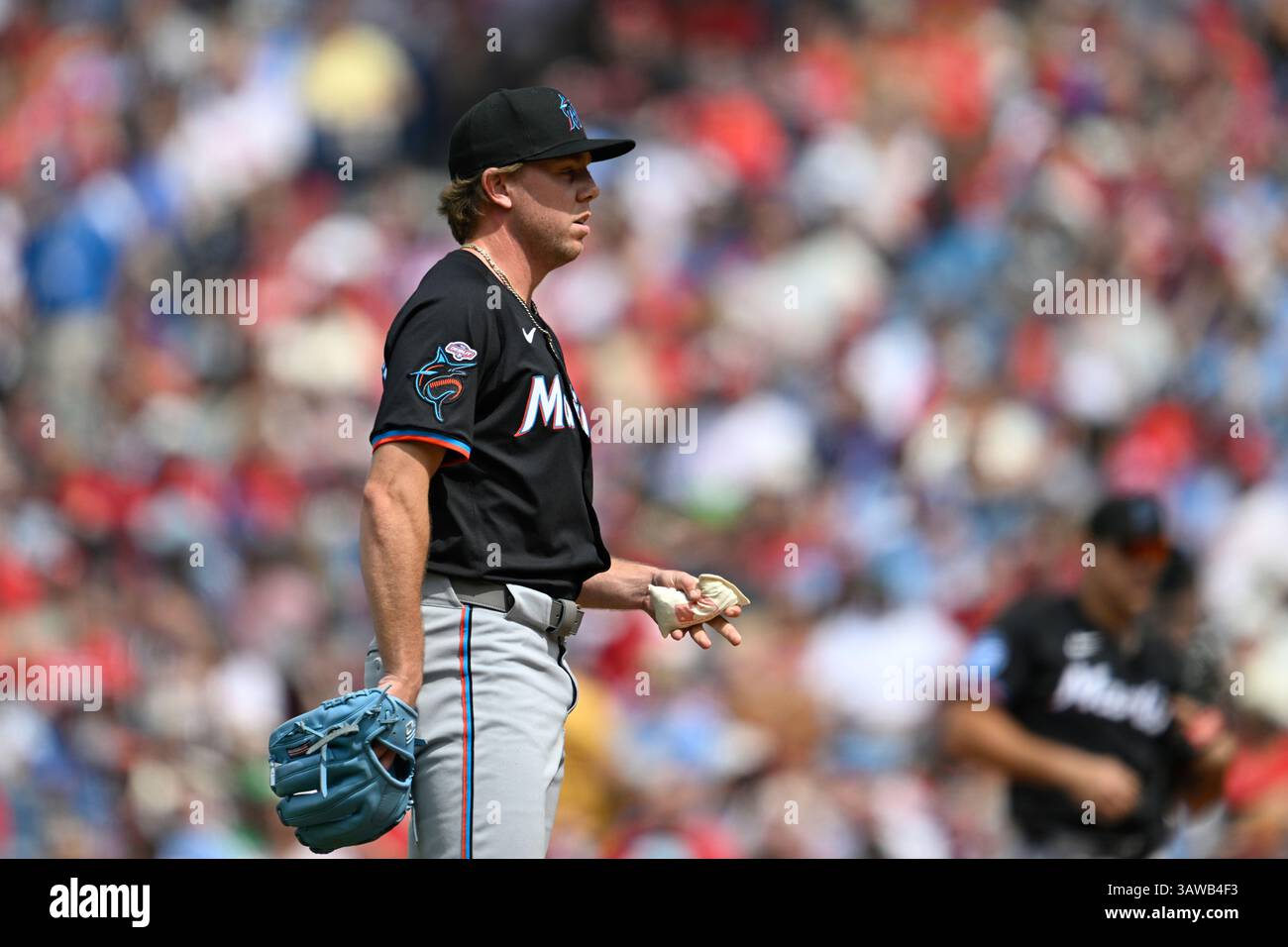 PHILADELPHIA, PA - APRIL 19: Miami Marlins pitcher Patrick Monteverde ...