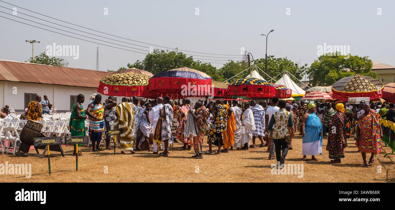Kumasi, Ghana. Ashanti Akwasidae Festival. Umbrellas Shield Notables ...