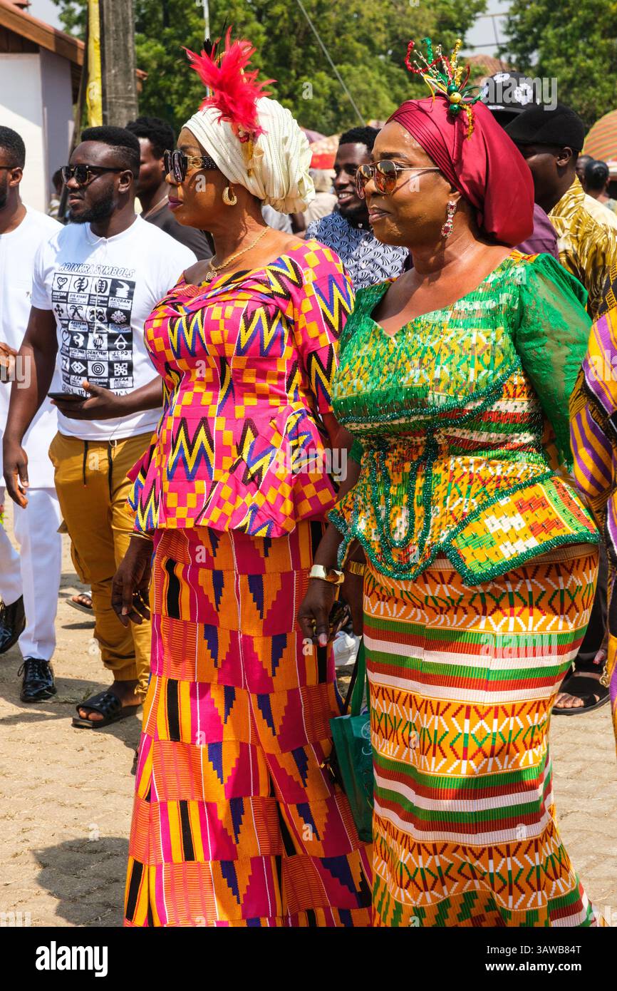 Kumasi, Ghana. Ashanti Akwasidae Festival. Women Wearing Clothing Using ...
