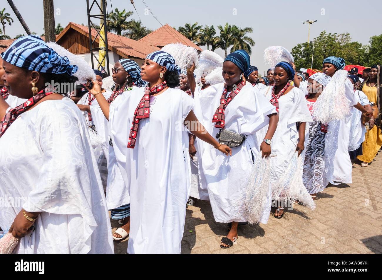 Kumasi, Ghana. Ashanti Akwasidae Festival. Women Arriving at Ceremonial ...