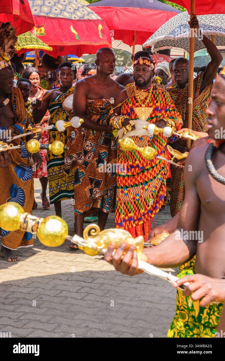 Kumasi, Ghana. Ashanti Akwasidae Ceremony. Bearers Lead the Way for the ...