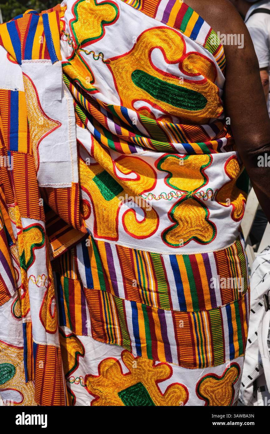 Kumasi, Ghana. Ashanti Akwasidae Ceremony. Man Wearing Colorful Kente ...