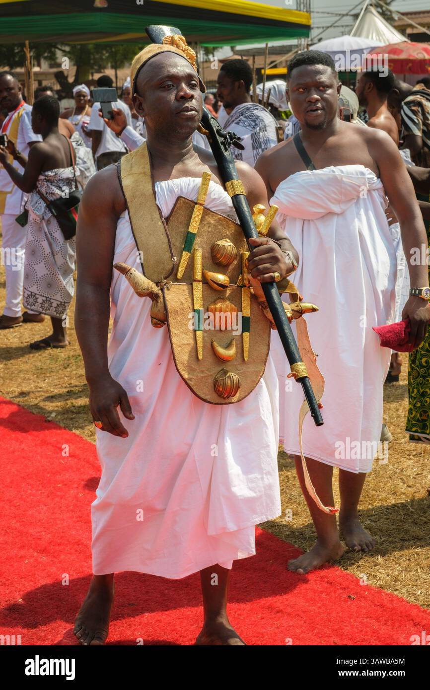 Kumasi, Ghana. Ashanti Akwasidae Ceremony. Traditional Ashanti Warriors ...