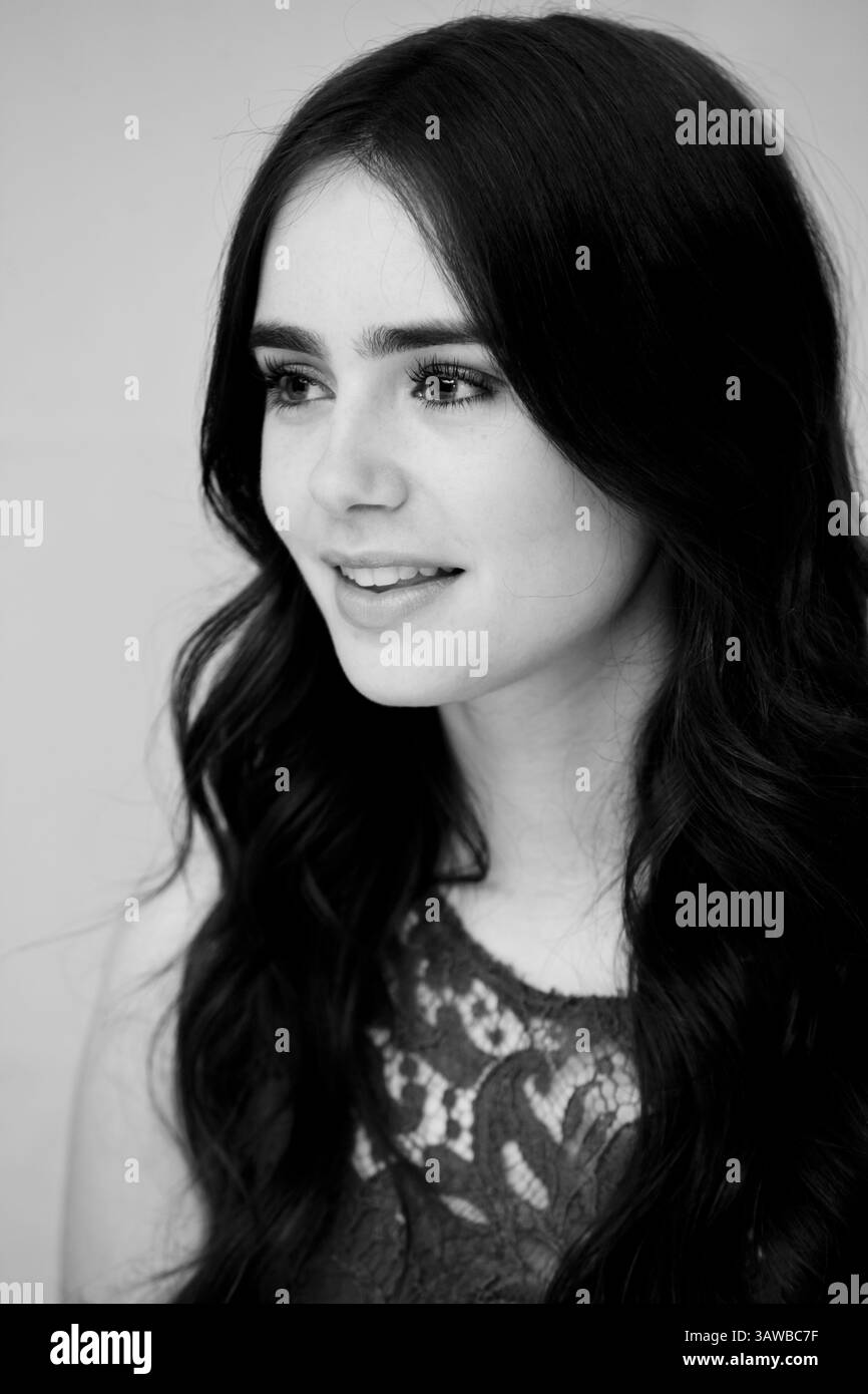 Actress lily collins Black and White Stock Photos & Images - Alamy