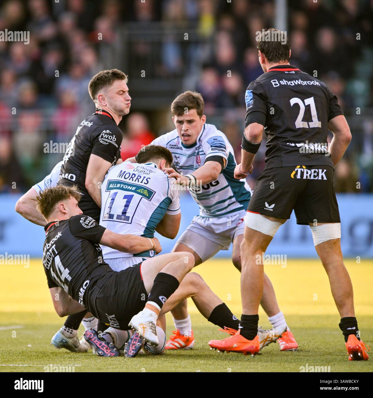 London, England on 19 April 2025. Jake Morris of Gloucester Rugby is ...