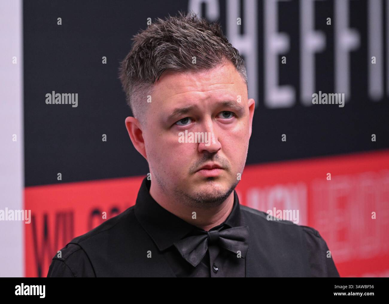 Sheffield, England, 19th April 2025. Kyren Wilson during his Round 1 ...