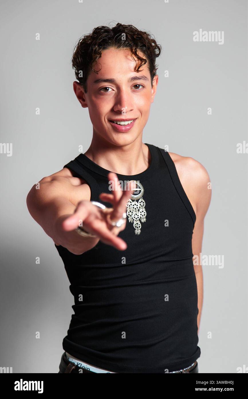 Madrid, Spain. 19 april 2025. Portrait of Kyle Alessandro (Norway) at the presentation event of ...