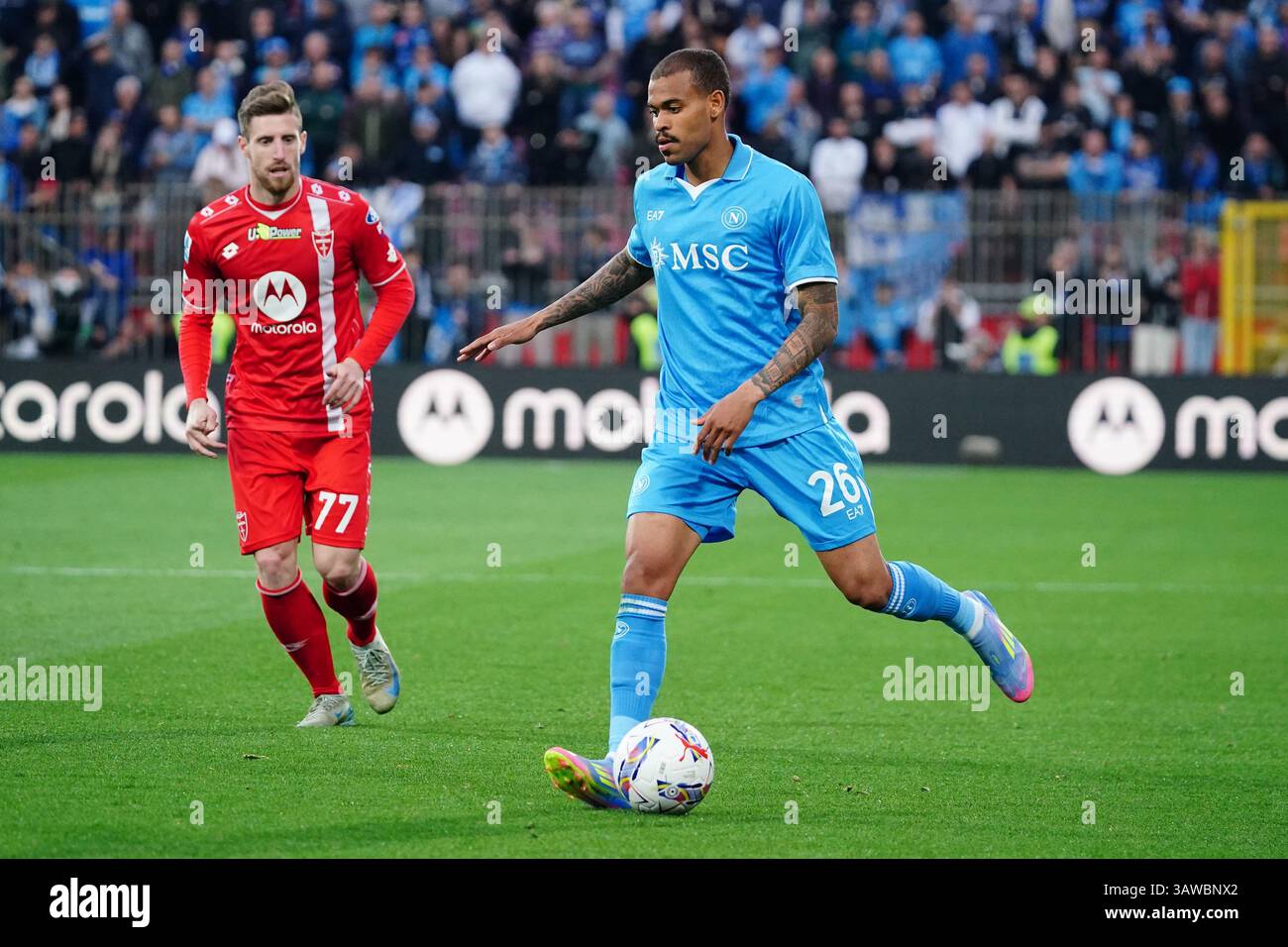 Monza, Italy. 19th Apr, 2025. Cyril Ngonge (SSC Napoli) during the ...