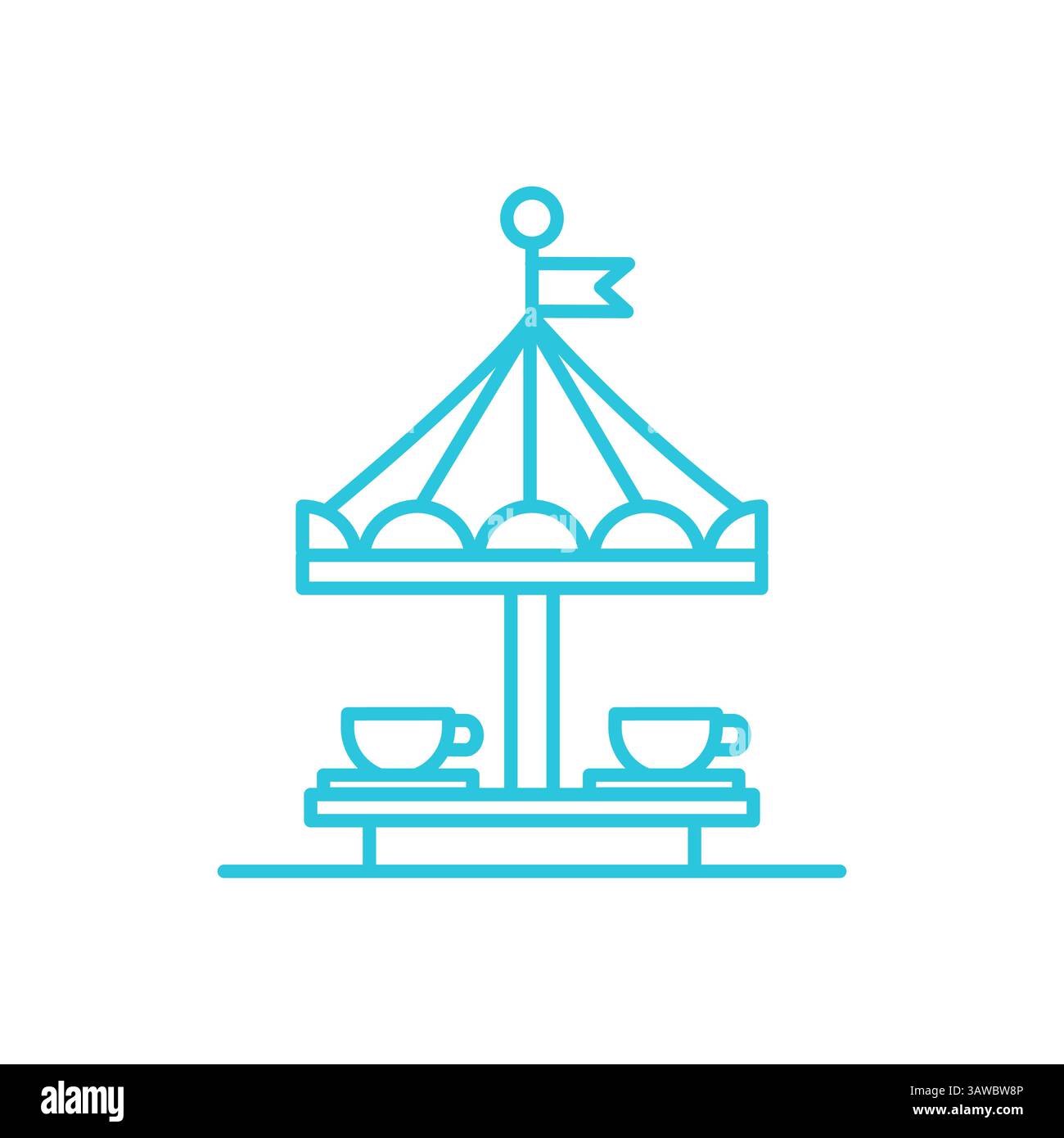 Luna Park Icon. Tea cup ride. Isolated on white background. From blue icon set Stock Vector ...