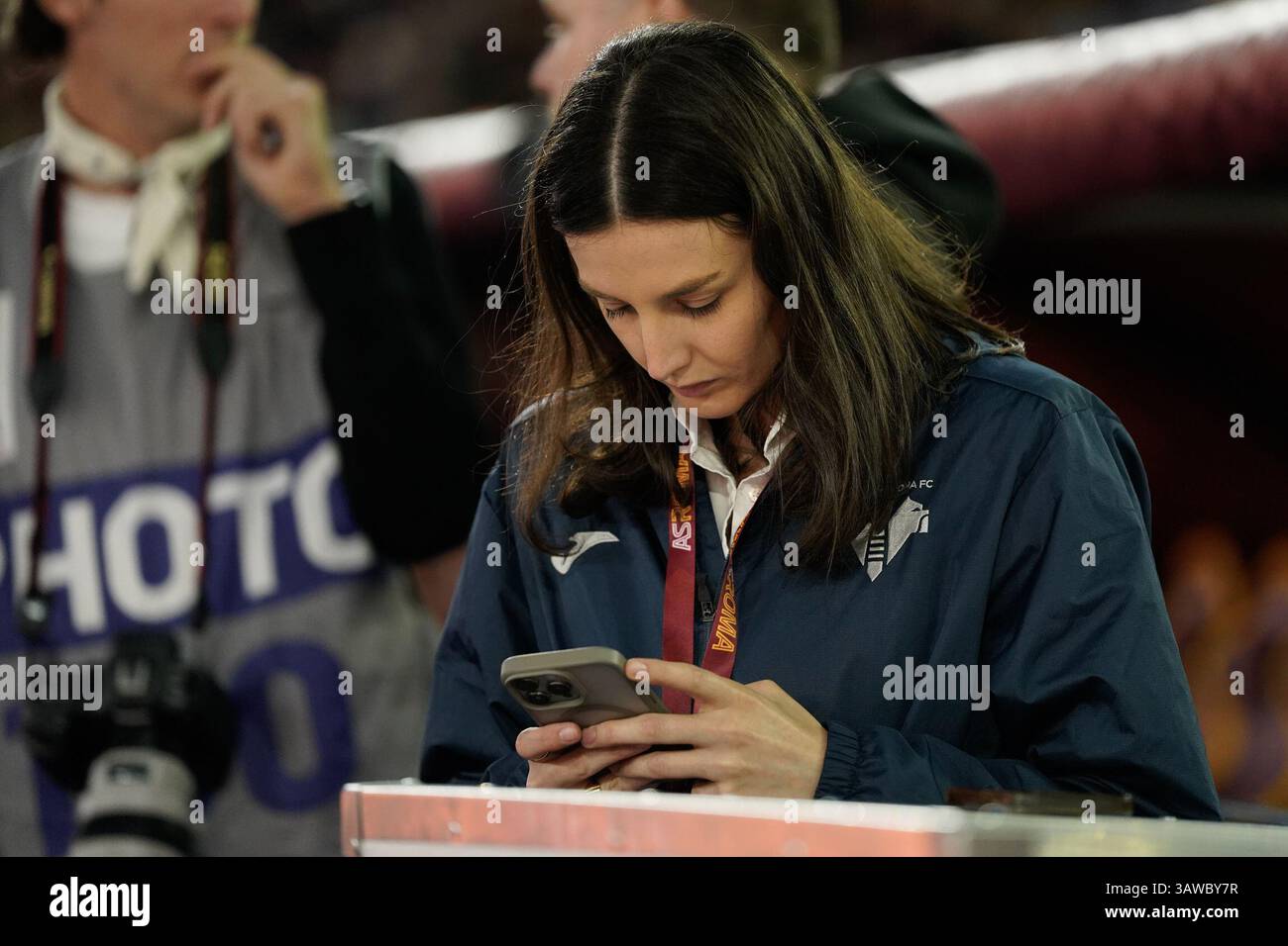 Rome, Italy. 19th Apr, 2025. Hellas social manager during 33th day of the Serie A Italian ...