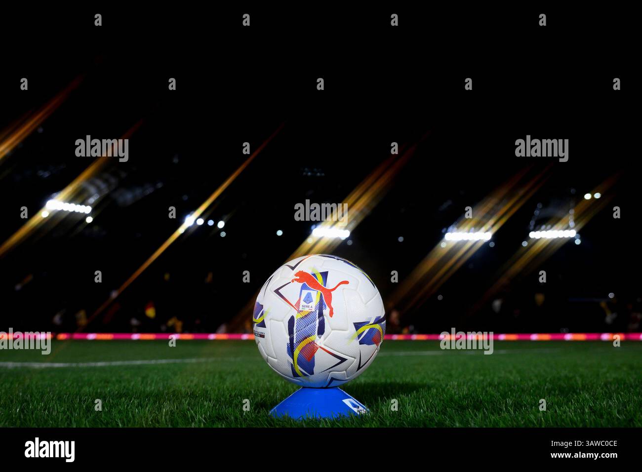 Rome, Italy. 19th Apr, 2025. One of the official balls of the match is ...