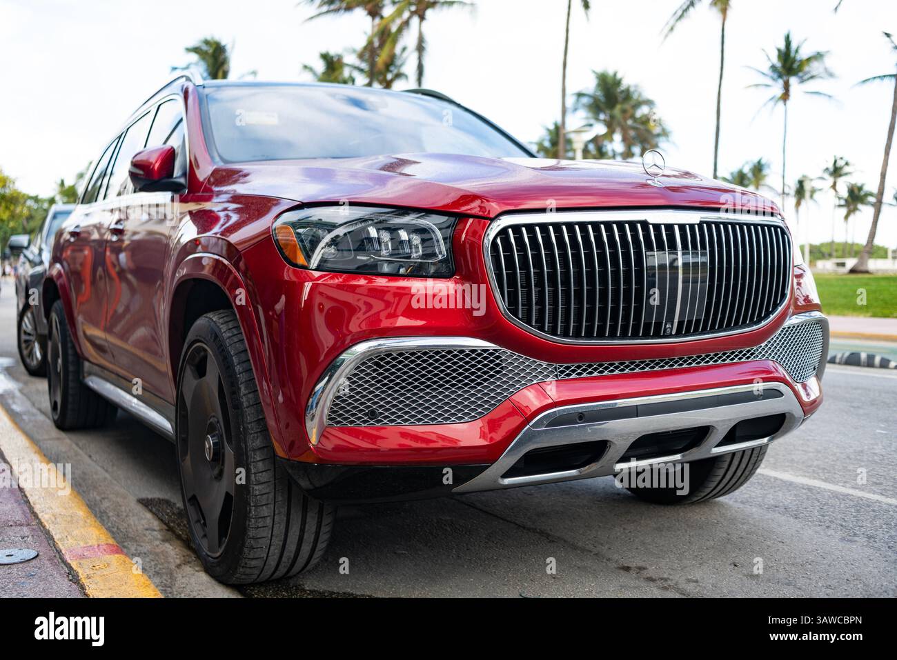 Miami, Florida, USA - December 16, 2024: Red Luxury SUV car of Mercedes ...