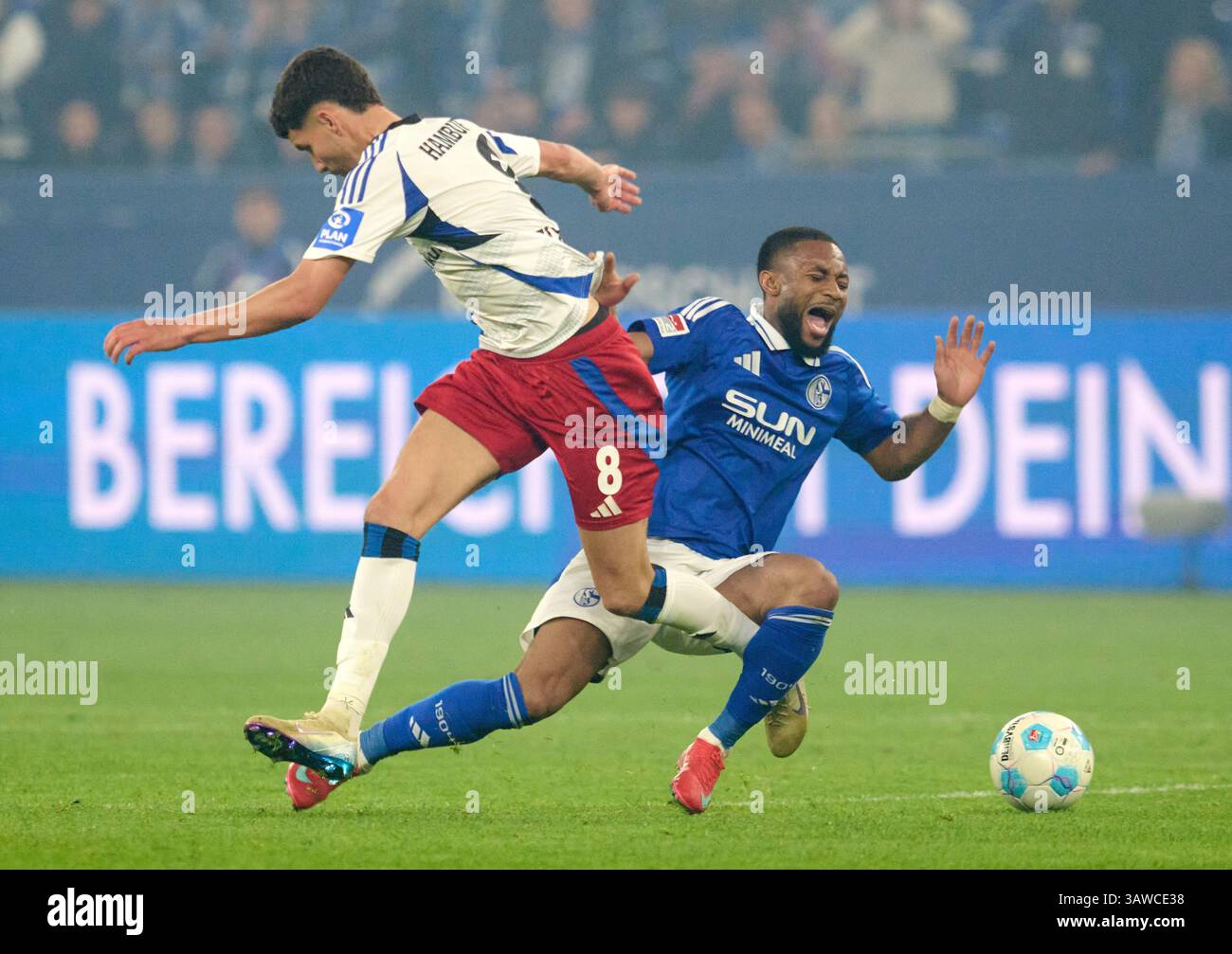 Gelsenkirchen, Germany. 19th Apr, 2025. Soccer: Bundesliga 2, FC Schalke 04 - Hamburger SV ...