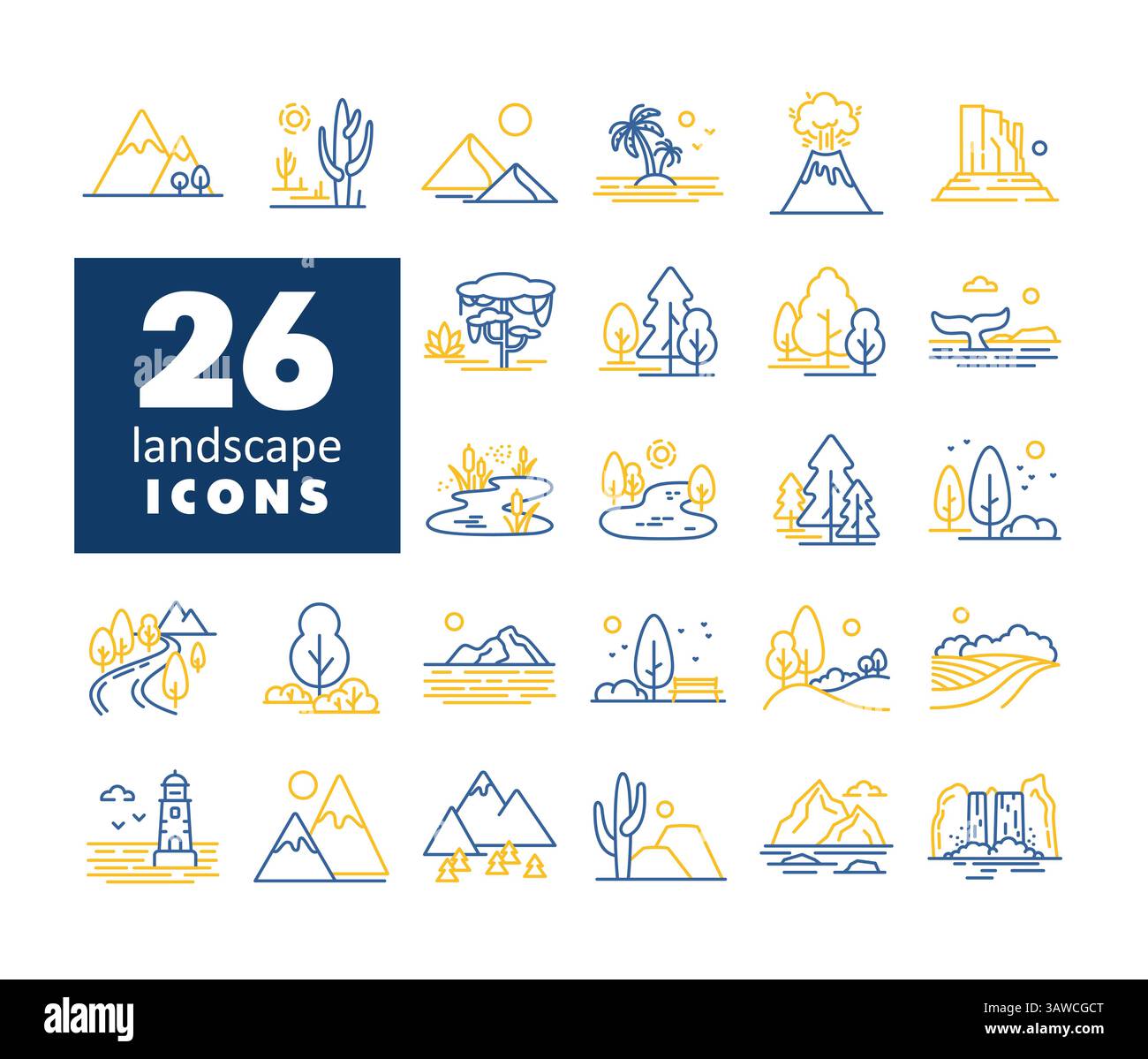 Nature Landscape vector icons. Nature sign. Graph symbol for travel and ...