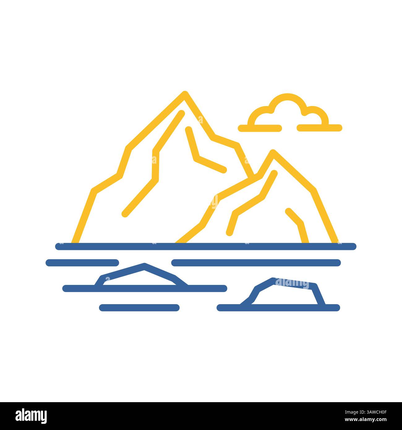 Mountain rocky islands in the ocean or sea vector icon. Nature sign ...