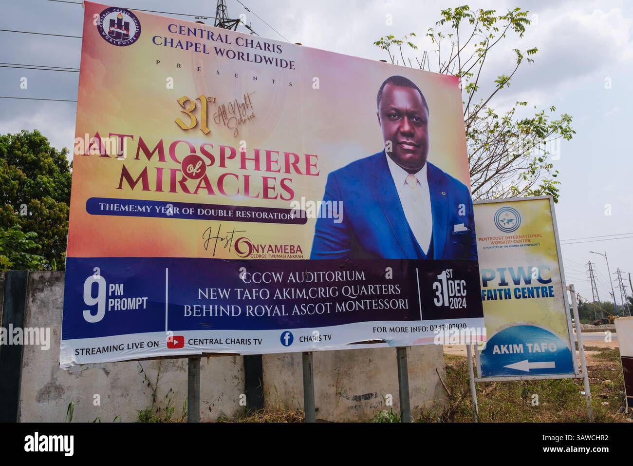 Ghana, Announcement of Upcoming Religious Gathering Stock Photo - Alamy