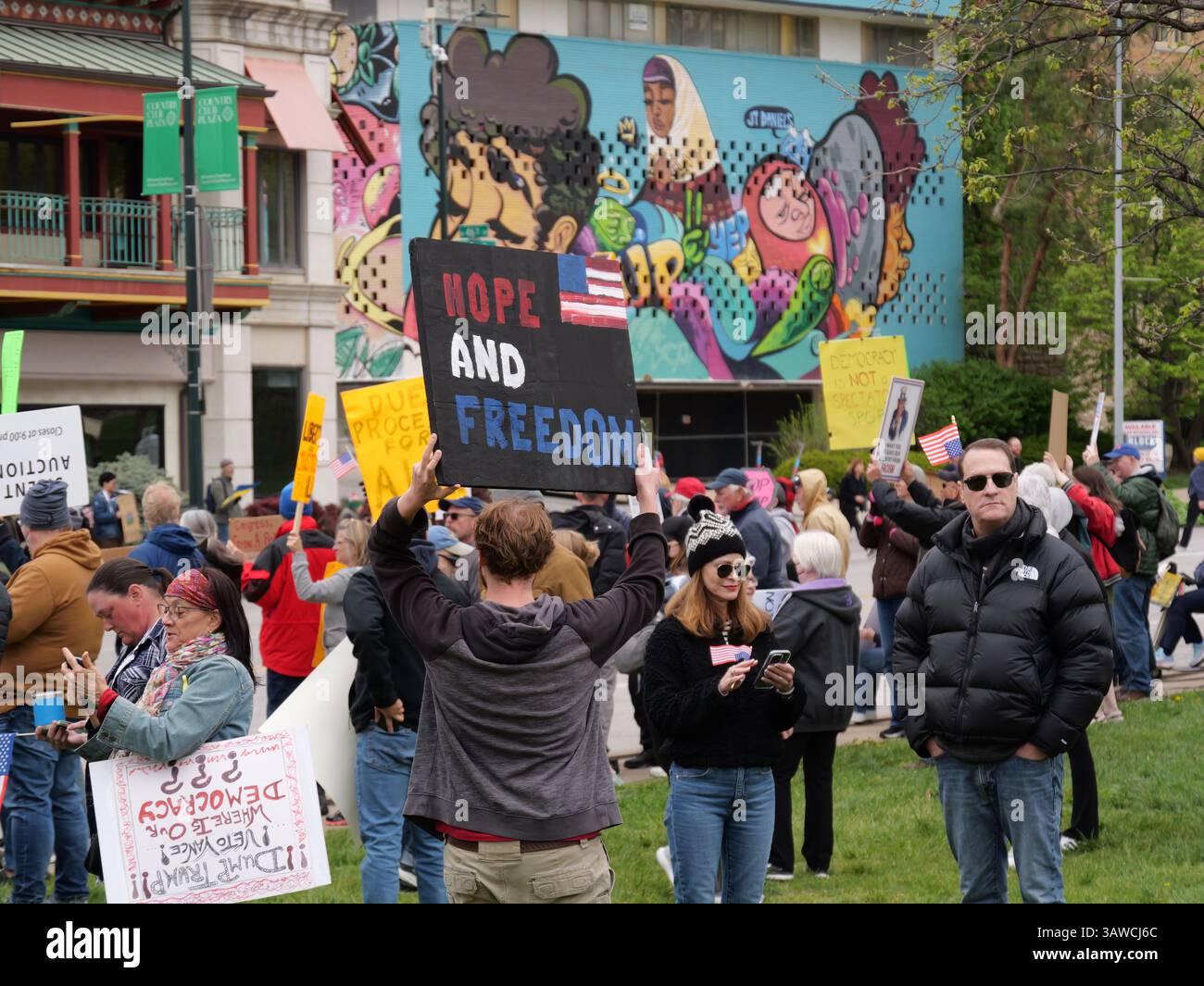 Kansas City, Missouri - April 19, 2025: Hands Off Protest Rally at ...