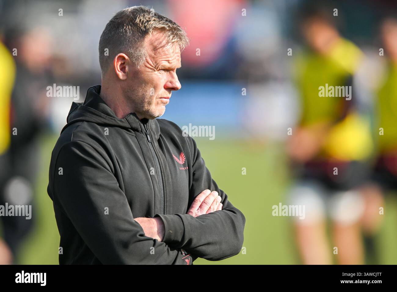 Mark McCall Saracens Director of Rugby during the warm up before the ...