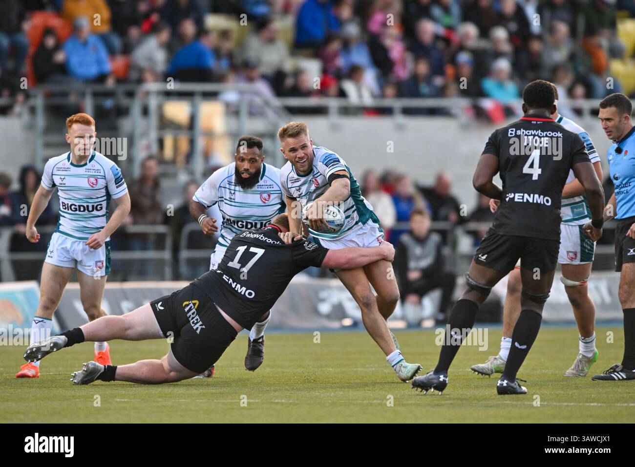 London, England on 19 April 2025. Chris Harris of Gloucester Rugby is ...