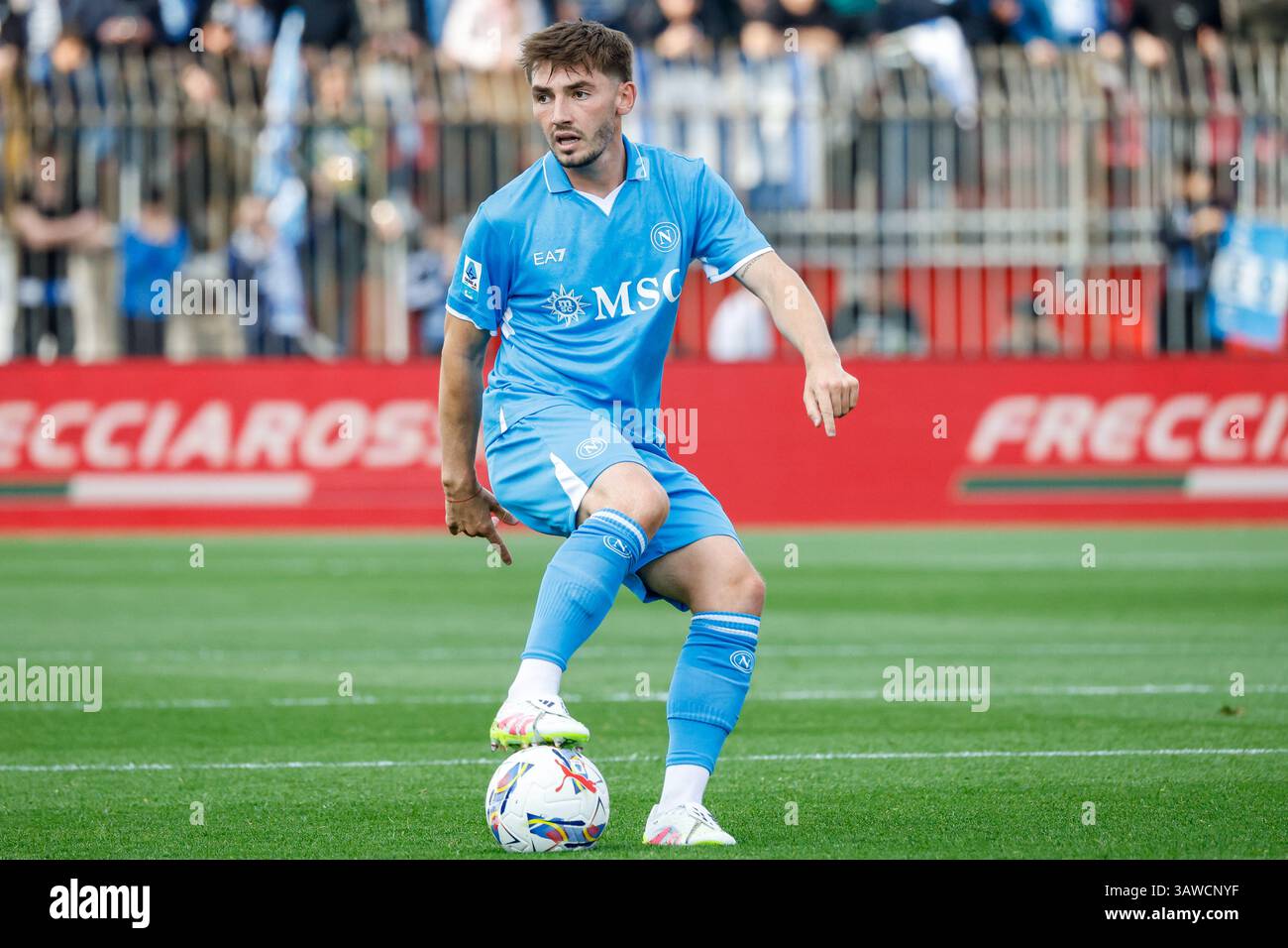 Monza, Italy. 19th Apr, 2025. Gilmour Billy Napoli during serie A Match ...