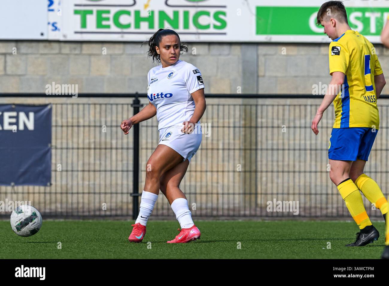 Westerlo, Belgium. 19th Apr, 2025. Anissa Giuga (21) of Genk pictured ...
