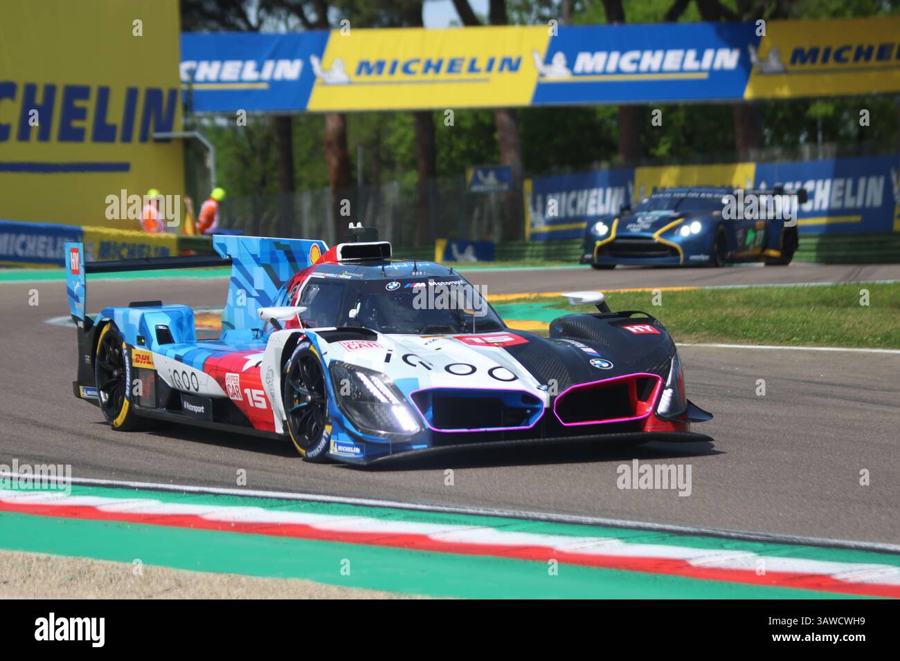 Imola, Italy. 19th Apr, 2025. The #15 BMW M Hybrid V8 of BMW M Team WRT ...